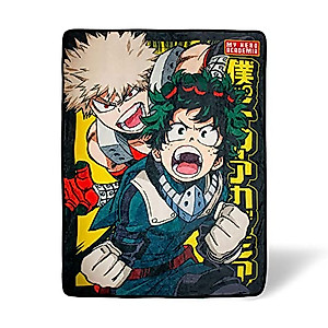 My Hero Academia Izuku Midoriya & Katsuki Bakugo Plush Throw Blanket | Super Soft Fleece Blanket, Cozy Sherpa Cover For Sofa And Bed, Home Decor Room Essentials | Anime Manga Gifts | 45 x 60 Inches