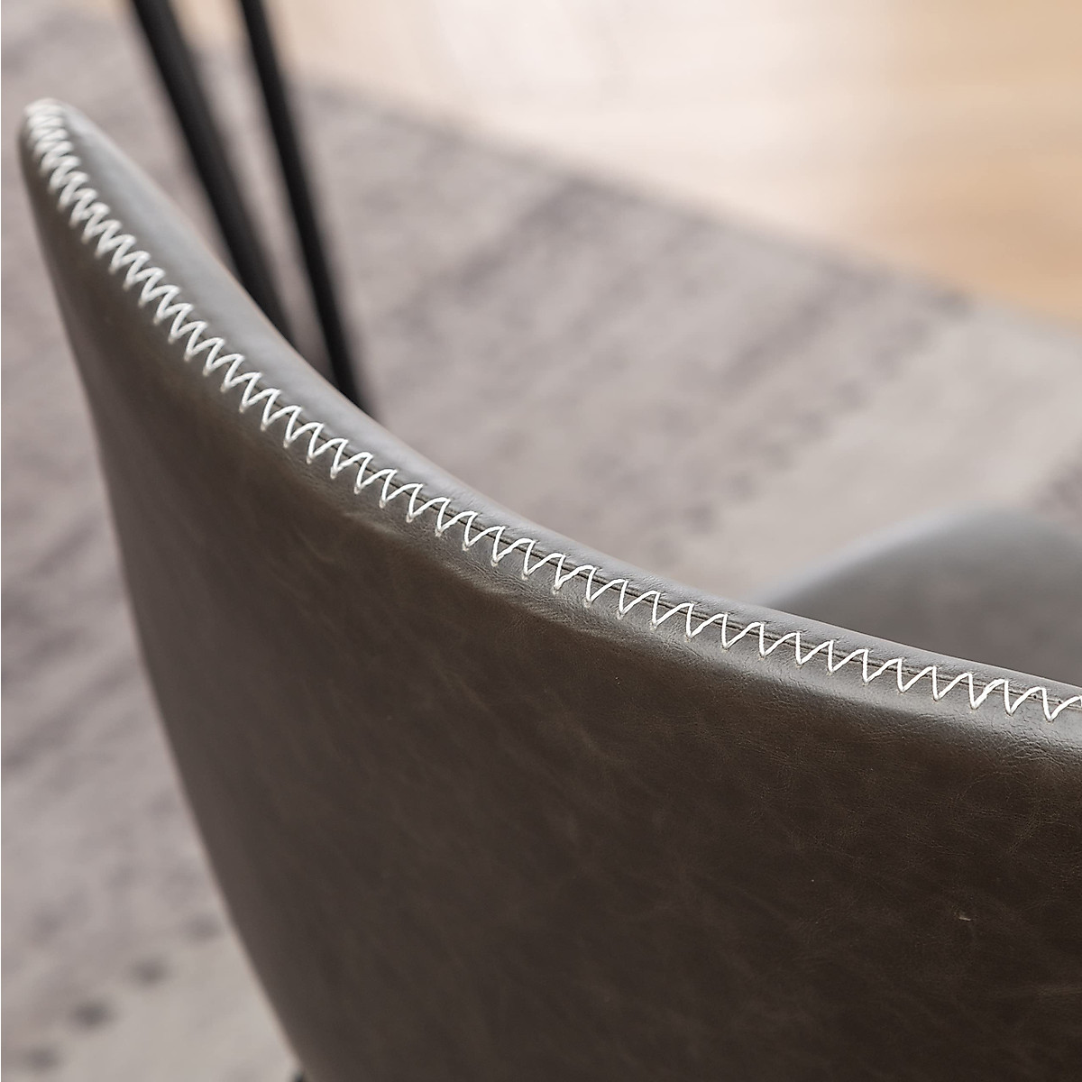 Roundhill Furniture Lotusville Vintage PU Leather Dining Chairs, Antique Gray, Set of 2