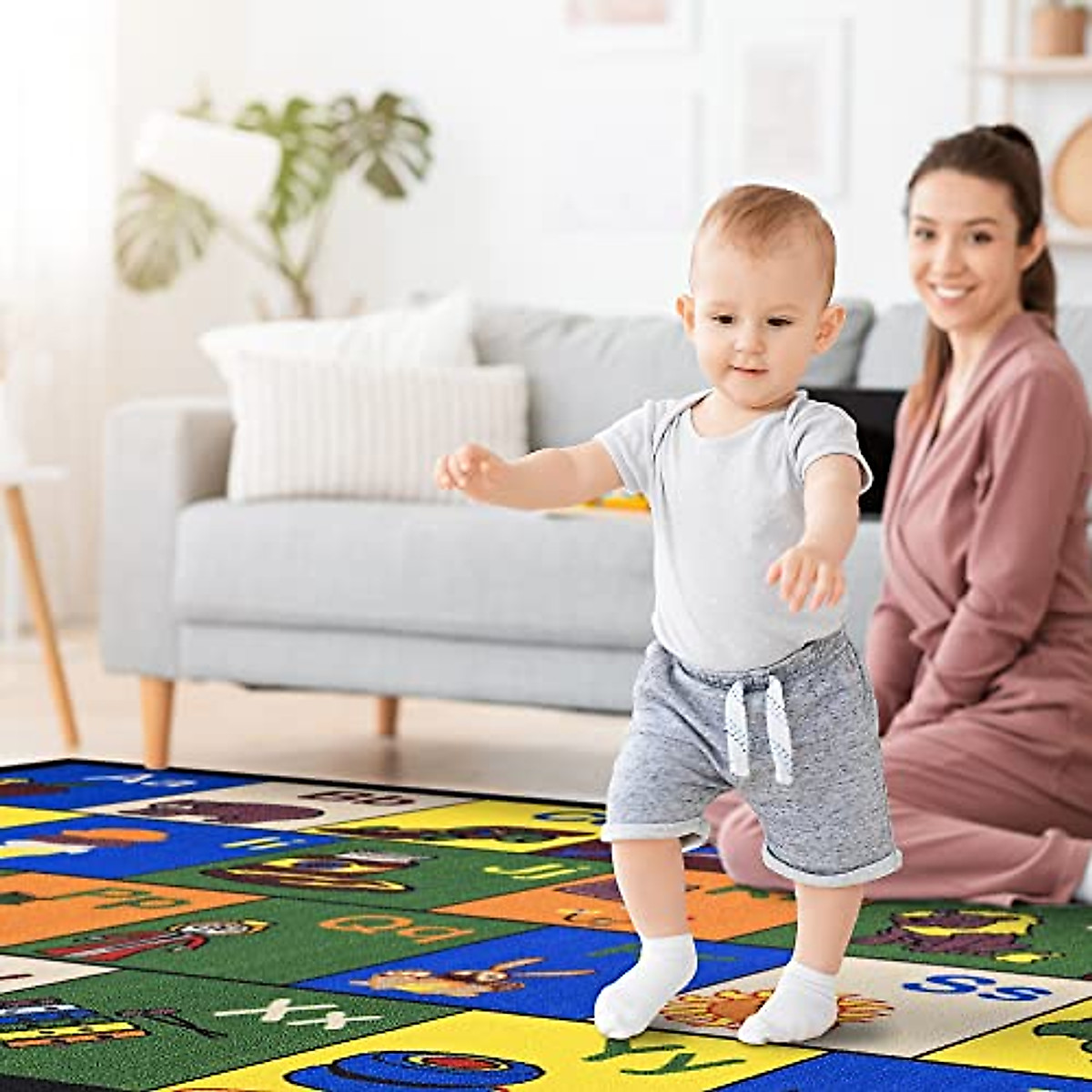 Ottomanson Jenny Children's Rug Collection, Area 5' x 6'6", Educational Alphabet Multicolor