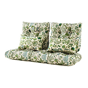 ARTPLAN Outdoor Loveseat Cushions,5 Piece Wicker Chair Cushions Set,Tufted Cushons for Wicker Bench Patio Furniture,Floral