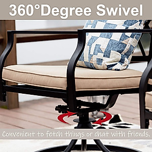 Top Space Outdoor Swivel Chairs Patio Rocker Lounge Chair Metal Bistro Set Club Arm Chair Dining Furniture for Garden Backyard (Set of 2, Beige)