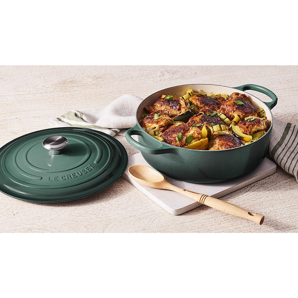 Le Creuset Enameled Cast Iron Signature Round Wide Dutch Oven, 6.75 qt., Oyster