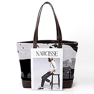 Angus Cow Tote Bags Large Leather canvas Purses and Handbags for Women Top Handle Shoulder Satchel Hobo Bags