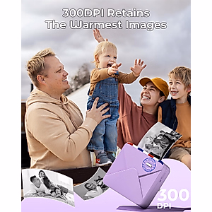 COLORWING M02S Pocket Mini Printer-Bluetooth Thermal Photo Mini Printer 300DPI,Thermal Sticker Printer for Study Notes, Photo, Organization, Gift, Compatible with iOS and Android