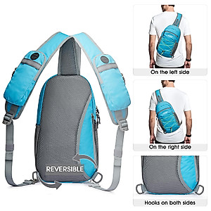 G4Free Sling Bag Backpack RFID Blocking Crossbody with Front Pocket Hiking Daypack Outdoor Chest Bag for Women Men Blue