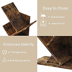 Function Home 9 Tier Tree Bookshelf, Modern Tall Geometric Bookcase, Freestanding Book Shelf, Wood Floor Storage Shelf for Living Room, Bedroom, Home Office,Rustic Brown