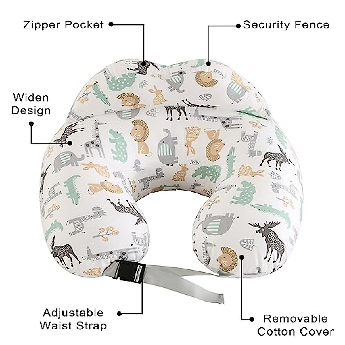 BATTOP Nursing Pillow for Breastfeeding,Bottle Feeding,Plus Size Breastfeeding Pillows with Adjustable Waist Strap Removable Cover,Extra Pillow on Top for More Support for Mom Baby