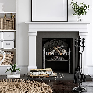 DOEWORKS Fireplace Tools Sets 5 Pieces Fire Tool Set for Indoor Fireplace and Outdoor Fire Pit (Stand, Poker, Tongs, Shovel, Brush)