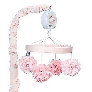 Lambs & Ivy Signature Botanical Baby Pink Floral Musical Baby Crib Mobile