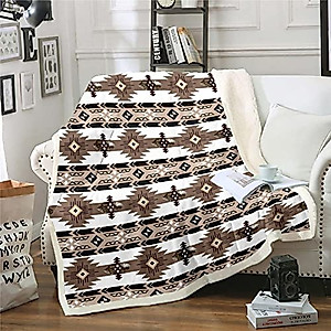 Erosebridal Southwestern Throw Blanket 90"x90" Bohemian Geometric Fleece Blanket,Ethnic Tribal Arrow Blanket Western Blanket,Country Decor Western Room Decor for Bedroom Western Bedroom Decor Brown