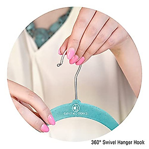 Velvet Hangers, Sturdy and Space Saving Hanger. Blue (Aque). 50 Pack