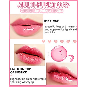 Plumping Lip Glow Oil, Hydrating Tinted Lip Oil Gloss, Transparent Toot Lip Oil, Long Lasting Lip Balm Moisturizing Glow Oil, Glitter Shine Primer Lip Tint Lip Care Product,Gift for Women(#015 Cherry)