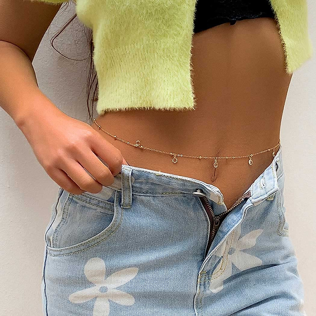 Sixexey Boho Waist Chain Gold Bead Belly Chains Summer Beach Body Jewelry for Women