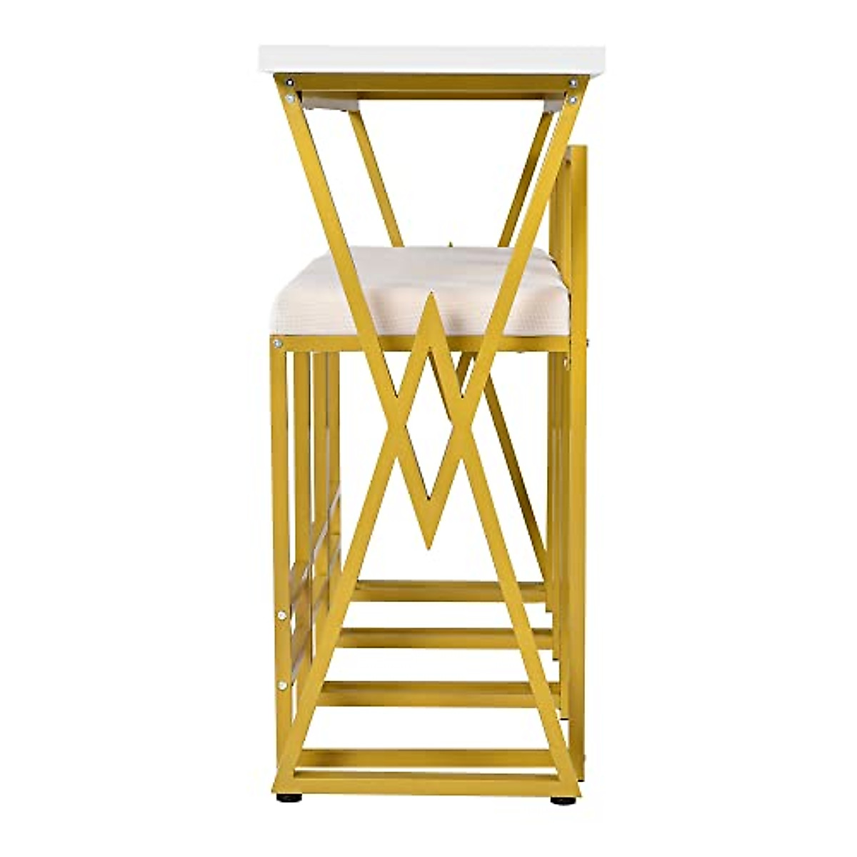 CKLMMC Modern 4-Piece Counter Height Extra Long Console Bar Dining Table Set with 3 Padded Stools, Perfect for Apartment/Studio/Small Kitchen