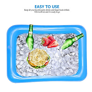 Hemoton 4pcs Inflatable Pool Serving Bar Salad Ice Tray Food Drink Containers Buffet Cooler for Pool Use Bar Party Accessories Inflatable Cooler 60x45cm
