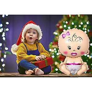 Huture 2PCS 30"x20" International Welcome Baby Shape Jumbo Mylar Foil Balloon Boy Girl Latex Helium Balloons Great for Baby Shower Pregnancy Gender Reveal Wedding Birthday Party Decor Supplies