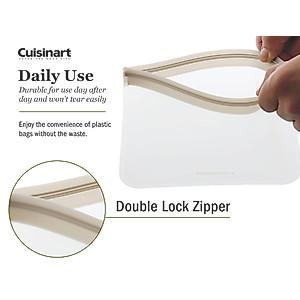 Cuisinart Reusable Food Storage Bags, 12 Pack Gray - Resealable Bags for Food, Leftovers, & Snacks to Store, Freeze or Refrigerate - BPA Free Flat Freezer Bags - Includes Small, Medium & Large