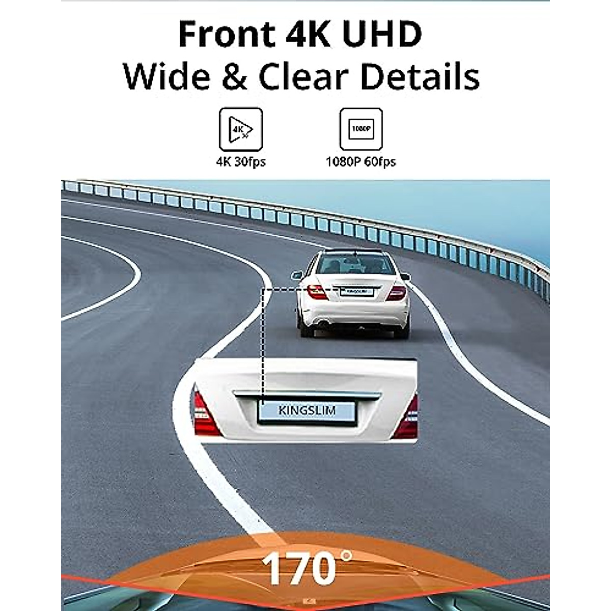 Kingslim D5-4K Dash Cam with WiFi - Front Dash Camera for Cars with GPS and Speed, Sony Night Vision, Support APP and 256GB Max