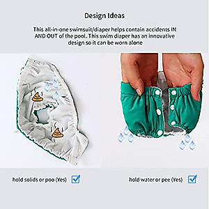 Ijnuhb Washable Baby Swim Diaper Reusable Swimming Diapers for Toddler Swimwear Pants 0-3 Years Boys Shower Gifts (Green,3 Months)
