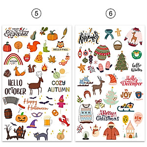 CIEMODA Holiday Seasonal Planner Stickers,Scrapbook Stickers,Vintage Seasonal Sticker,Daily Planners,Calendar Stickers for Adults Women Girls