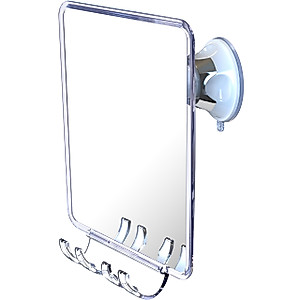 Luxo Shower Mirror, Shower Mirror fogless for Shaving with a Removable Razor Holder - Shaving Mirror for Shower with a Powerful Suction Cup - Shatterproof fogless Mirror for Shower (Clear)