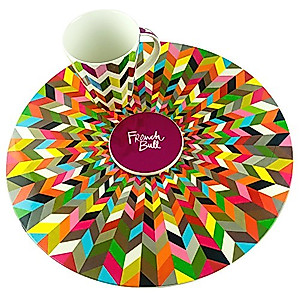 French Bull Lazy Susan Large Melamine Rotating Dinnerware Platter Turntable Table, Serving, Party, Kitchen, Organizing, Pantry, Cabinet, 15-inch, Ziggy