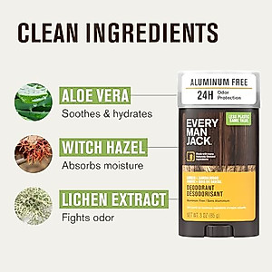 Every Man Jack Men's Deodorant Variety Set - Three Full-Sized Deodorant Sticks with Clean Ingredients & Incredible Scents - Cedar + Red Sage, Amber + Sandalwood, Sea Mineral + Citron - 3 oz (3 Pack)
