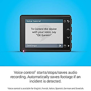 Garmin Dash Cam 56, Wide 140-Degree Field of View In 1440P HD, 2" LCD Screen and Voice Control, Very Compact with Automatic Incident Detection and Recording