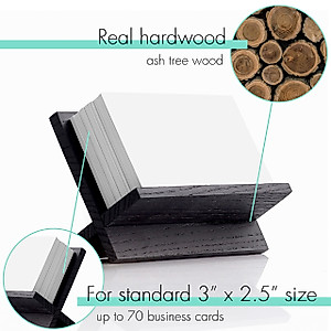 TOROS store Business Card Holder for Desk - Black Wood Small Cards Holders, Professional Desktop Business Card Stand Display, Wooden Name Card Holder, Modern Design Office Business Cards Holder