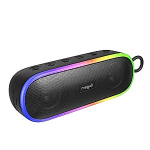 MEGUO Bluetooth Speakers, Wireless Portable Speaker 20W Stereo & Bass+ Sound,IPX7 Waterproof Bluetooth Speaker,24H Playtime for Home Party,Pool,Beach, Hiking, Camping (Black-1)