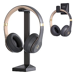 havit PC Gaming Headset Headphone Stand Holder Hanger Hook 2 in 1 Headphones Stand Aluminum Pole Solid Base Rubber Anti-Slip for Desk Wall Desk Compatible All Headphone