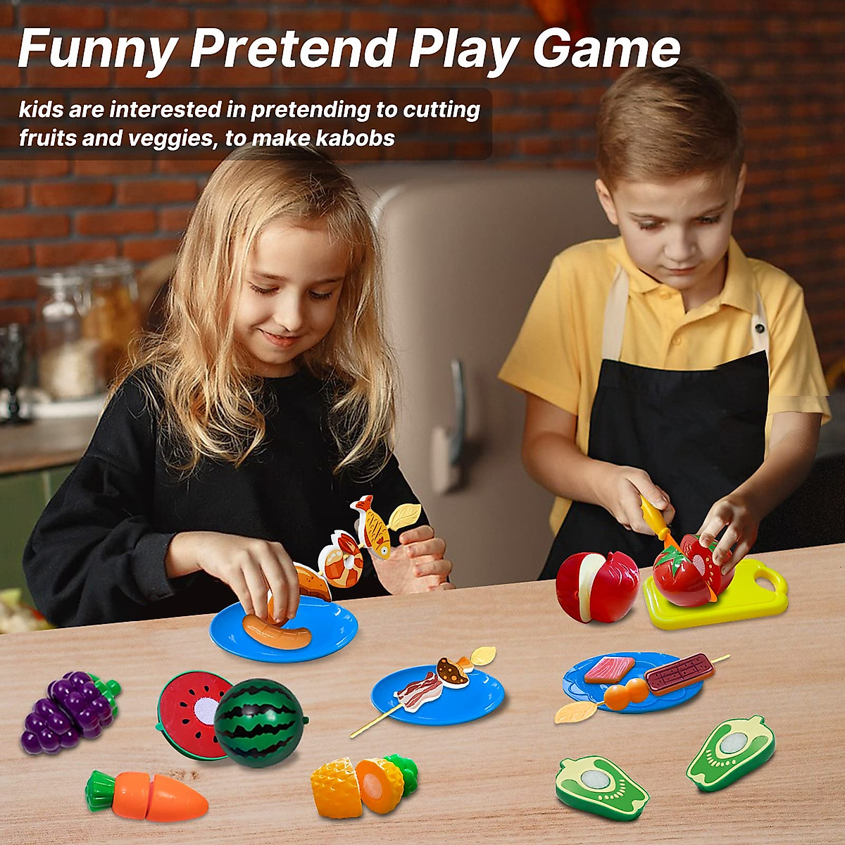 MITCIEN Camping Toys for Kids, Pretend Campfire, Lantern, Safari Hat, Binoculars, Bottle, Toy Food, S'Mores, Toddler Camping Play Set Indoor Outdoor Toys for Kids 3-5 and Up, Boys Girls Gift