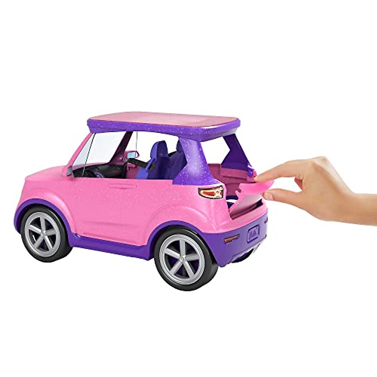 Barbie: Big City, Big Dreams Transforming Vehicle Playset, Pink 2-Seater SUV Reveals Stage, Drum Set & Concert-Themed Accessories, Gift for 3 to 7 Year Olds