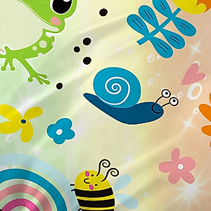 FUYEUN Rainbow Frogs Fitted Sheet Sets,Cartoon Floral Kids Bedding Twin Size for Girls Teens Adults Bedroom Bed, Kawaii Sheets Bedspread Set,1 Flat Sheet 1 Fitted Sheet 1 Pillowcase