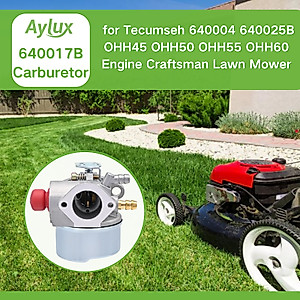 Aylux 640017B Carburetor with Air Filter for Tecumseh 640004 640014 640117 640025 640025B OHH45 OHH50 OHH55 OHH60 OHH65 Engine Craftsman Lawn Mower