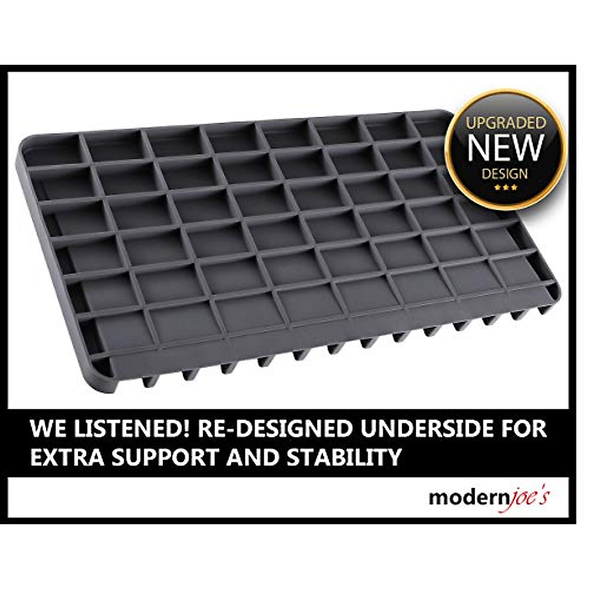 Self-Draining 2 in 1 Silicone Drying Mat and Trivet by Modern Joe's. Premium Space Saving Dish and Glassware Silicone Mat. Made from Food-grade, Dish Washer Safe and Heat Resistant (Gray)