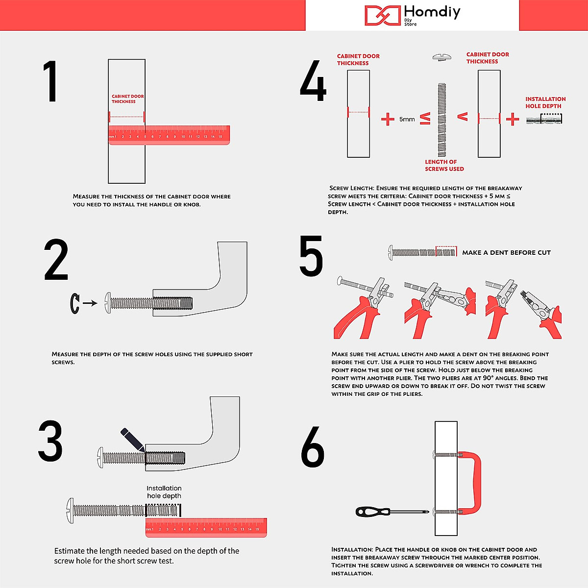 homdiy 5 Pack Brushed Brass Cabinet Knobs Gold Dresser Drawer Round Knobs for Kitchen Cabinet Hardware