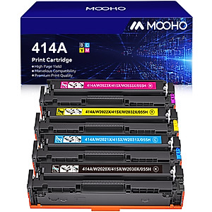 MOOHO Compatible Toner Cartridge Replacement for HP 414A W2020A 414X High Yield Used with HP Color Pro MFP M479fdw M454dw M479fdn M454dn Toner Printer (Black Cyan Yellow Magenta, 4 Packs)