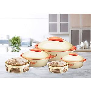 Milton Crisp Dlx Insulated Inner Steel Casserole, Set of 3, (430 ml, 1.05 Litres, 1.70 Litres) Brown