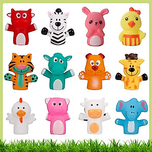 Easter Eggs with Animal Finger Puppets for Easter Eggs Hunt, Easter Basket Stuffers, Party Favors, Classroom Prize Supplies 12pcs