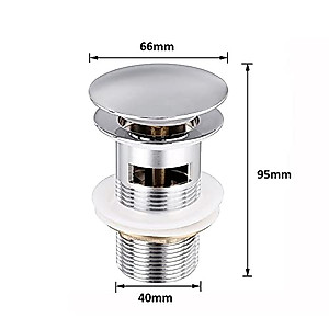 LMMDDP Brass Up Drain With Overflow Bathroom Sink Drain Stopper Polished Chrome Bathroom Drain Bathroom Accessories (Size : Chrome)