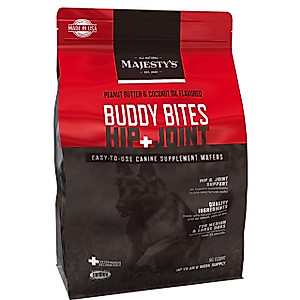 Majesty's Buddy Bites Hip and Joint Wafers for Medium / Large Dogs - Superior Support Supplement - Peanut Butter and Coconut Oil Flavored - 56 Count (Up To 8 Week Supply)