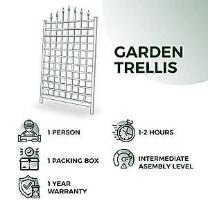 56.7" W x 97" H Vinyl Trellis Support for Outdoor Climbing Plants and Rose Vines, Durable Décor Lattice for Garden&Backyard, Lawn