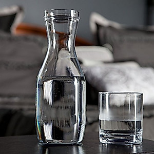 Lily's Home Bedside Night Water Carafe with Tumbler Glass, Easy Pour Spout for No-Mess Use in Bedroom, Bathroom, or Kitchen, Use Cup as Lid, Acrylic Break Resistant (16 Ounces)