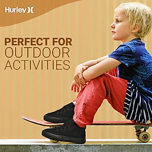 Hurley Roddy Kids High Top Skateboard Sneakers, Black Sports Shoes for Boys and Girls, Sneakers for Toddlers and Children