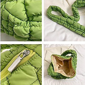 JBB Puffer Hobo Bag for Women Small Quilted Tote Handbag Padding Lightweight Puffy Shoulder Crossbody Satchel Green