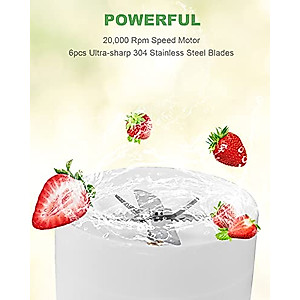 COKUNST Portable Blender for Shakes and Smoothies, BPA-Free USB Rechargeable 16oz Personal Blender Portable with 6 Blades, Powerful Portable Blender Bottles with Straw, Charging Cable, Cleaning Brush, Mini Portable Blender Cup
