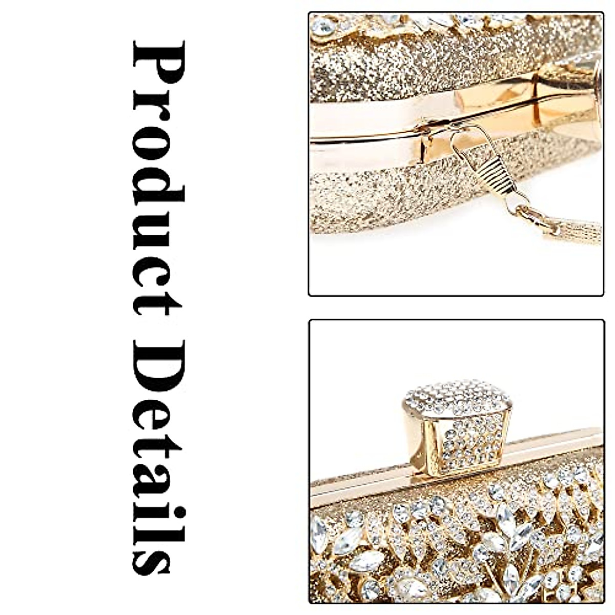 DA BODAN Womens Sparkly Rhinestone Sequin Glitter bag Clutch Evening Handbag Shoulder Bags Purse for Wedding Party Prom