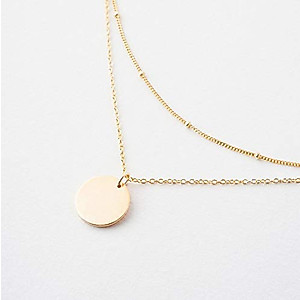 MEVECCO Gold Layered Necklace,18K Gold Disc/Circle Bead Chain Dainty Elegant Simple Layer Necklace for Women
