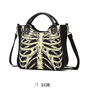 MEOKIM Gothic Backpack Canvas Bag Luminous Fashion Skull Crossbody Printed Bag Zipper Luminous Striped Shoulder Bag (Sternum Bag)